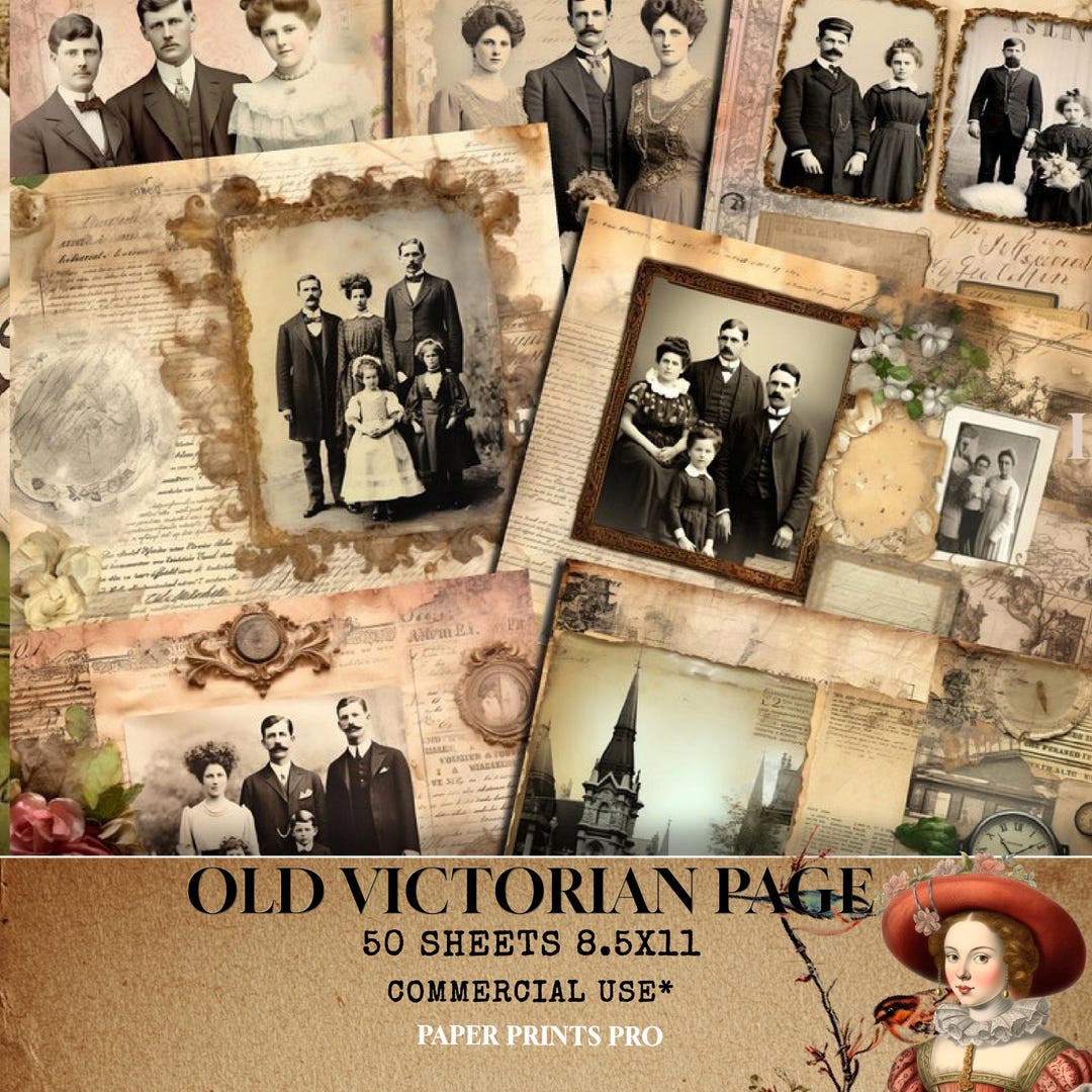 Old Victorian Pages Bundle Vintage Scrapbooking Paper Digital Products ...