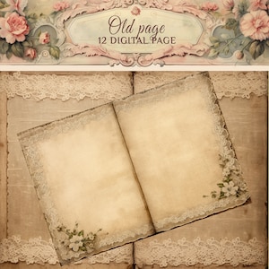 Old Scrapbooking Pages: Vintage Lace - Old Book Pages With Aged Paper ...