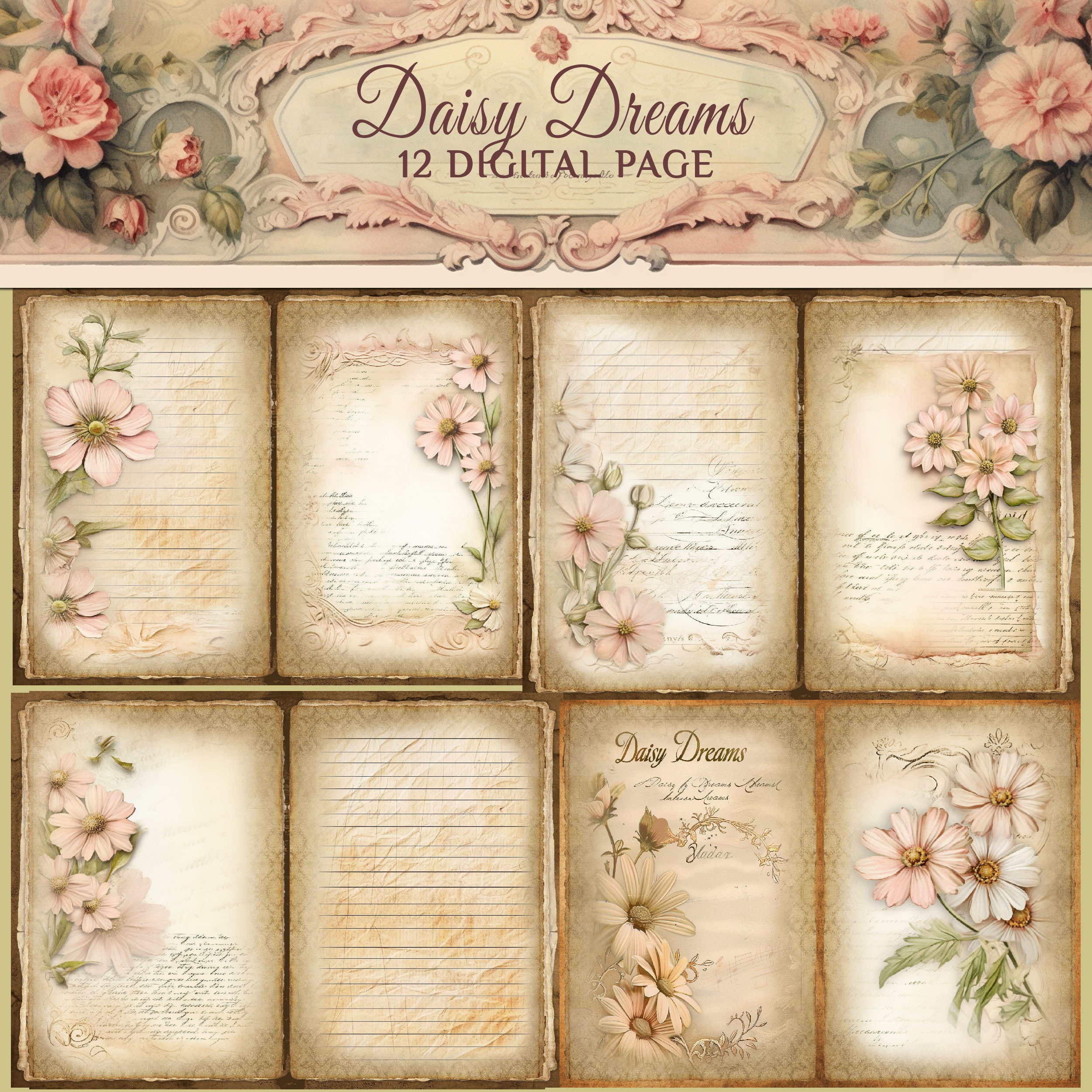 Daisy Junk Journal Scrapbook Kit Elegant Craft Paper & Bullet Journal ...
