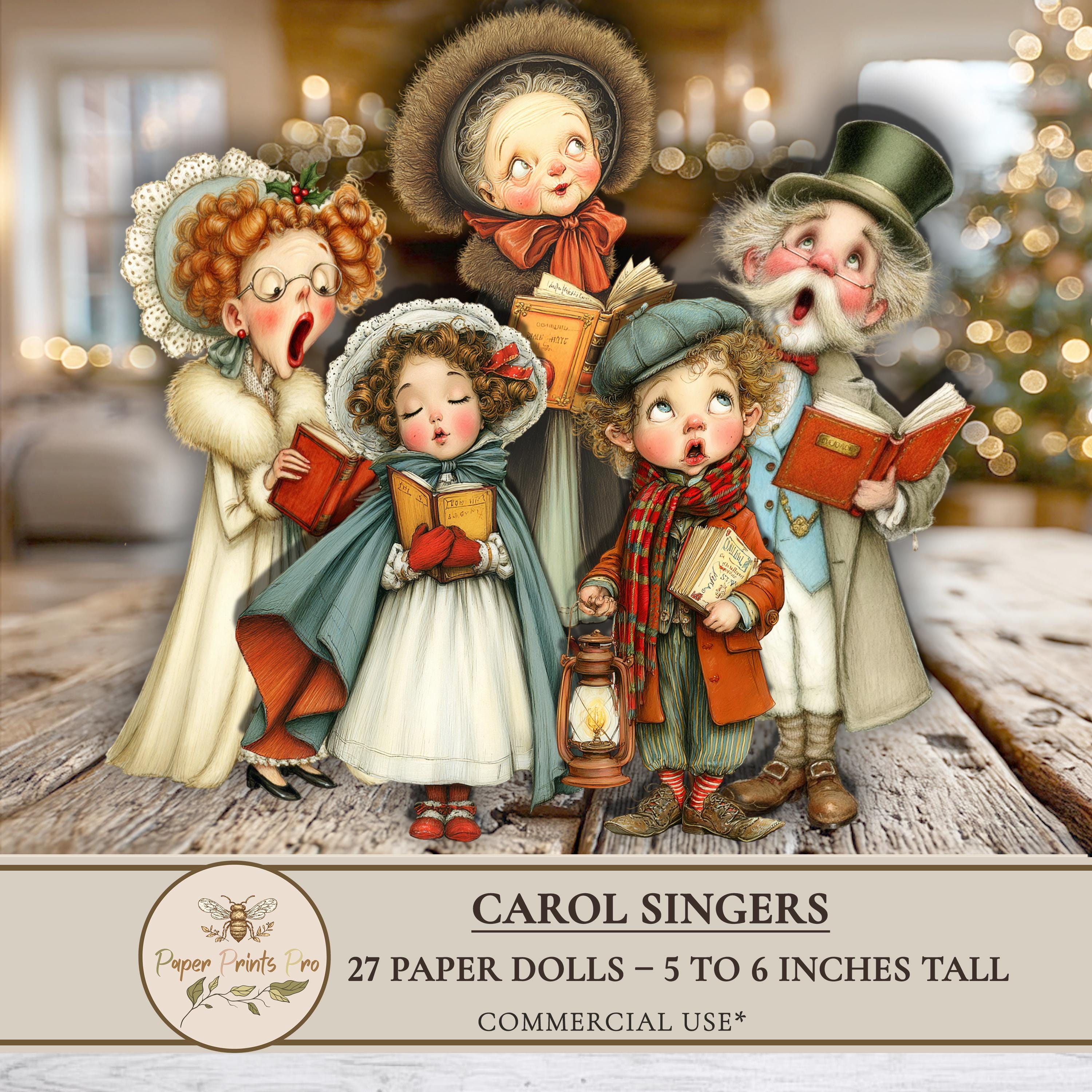 Printable Paper Dolls Christmas Carol Singers, Vintage Victorian ...