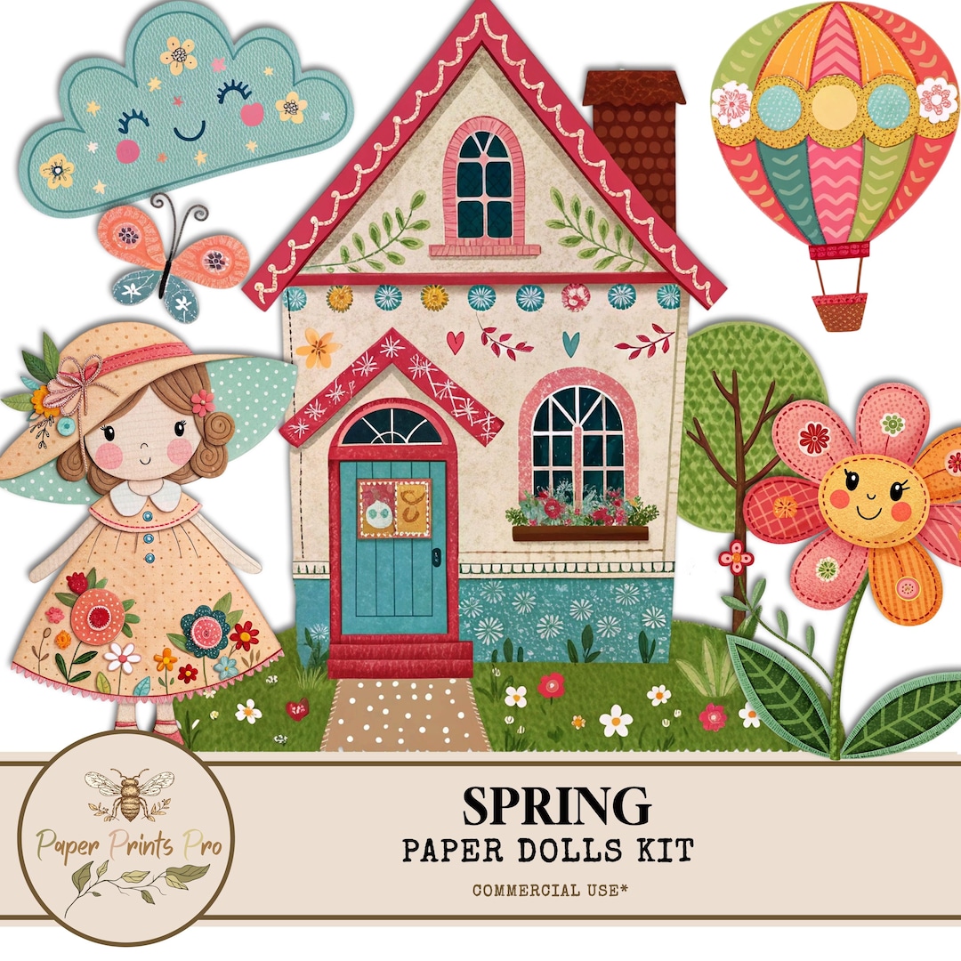 Spring Paper Dolls -DIY Craft Kit – Printable Cutouts for Scrapbooking ...