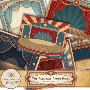 Paper Dolls Circus Acrobats | Printable Ephemera Kit With Scenes for ...