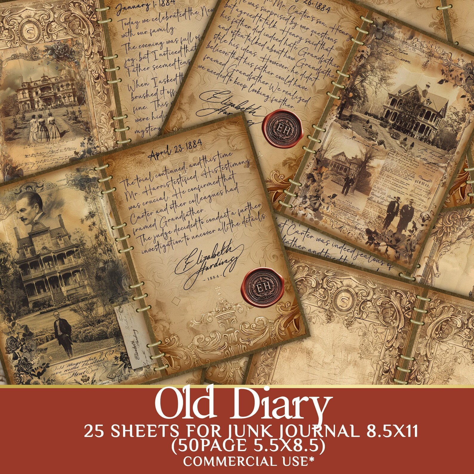 Victorian Diary Pages for Junk Journal Wich Antique Letters - Etsy