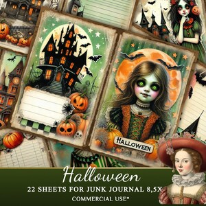 Halloween Junk Journal Printable Kit – 22 Pages for Scrapbooking and ...