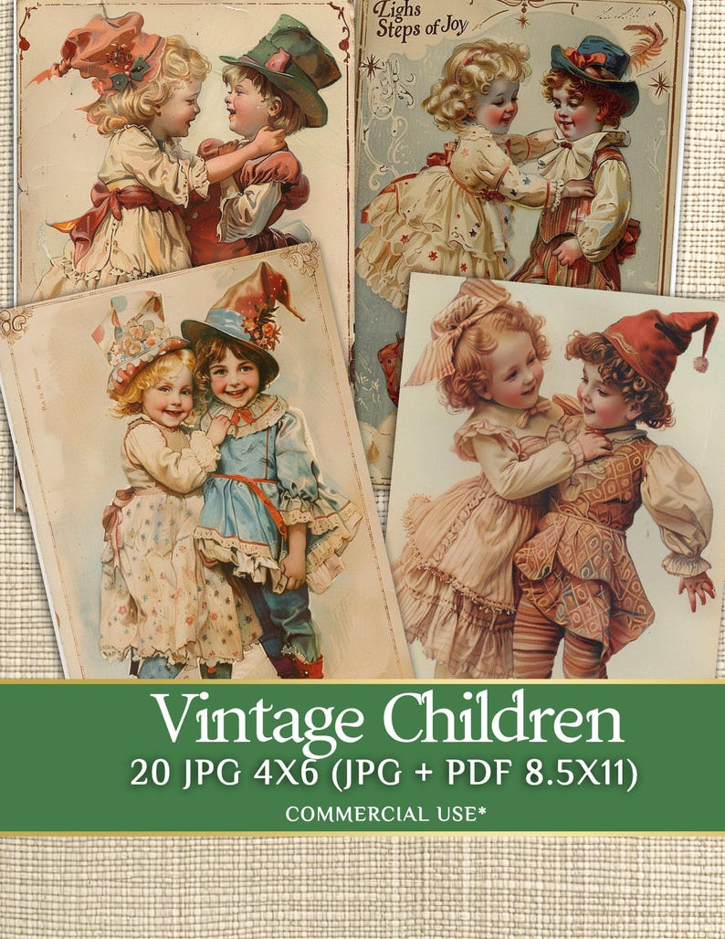 20 Vintage Kids Printable Ephemera Cards for Creative Journals ...