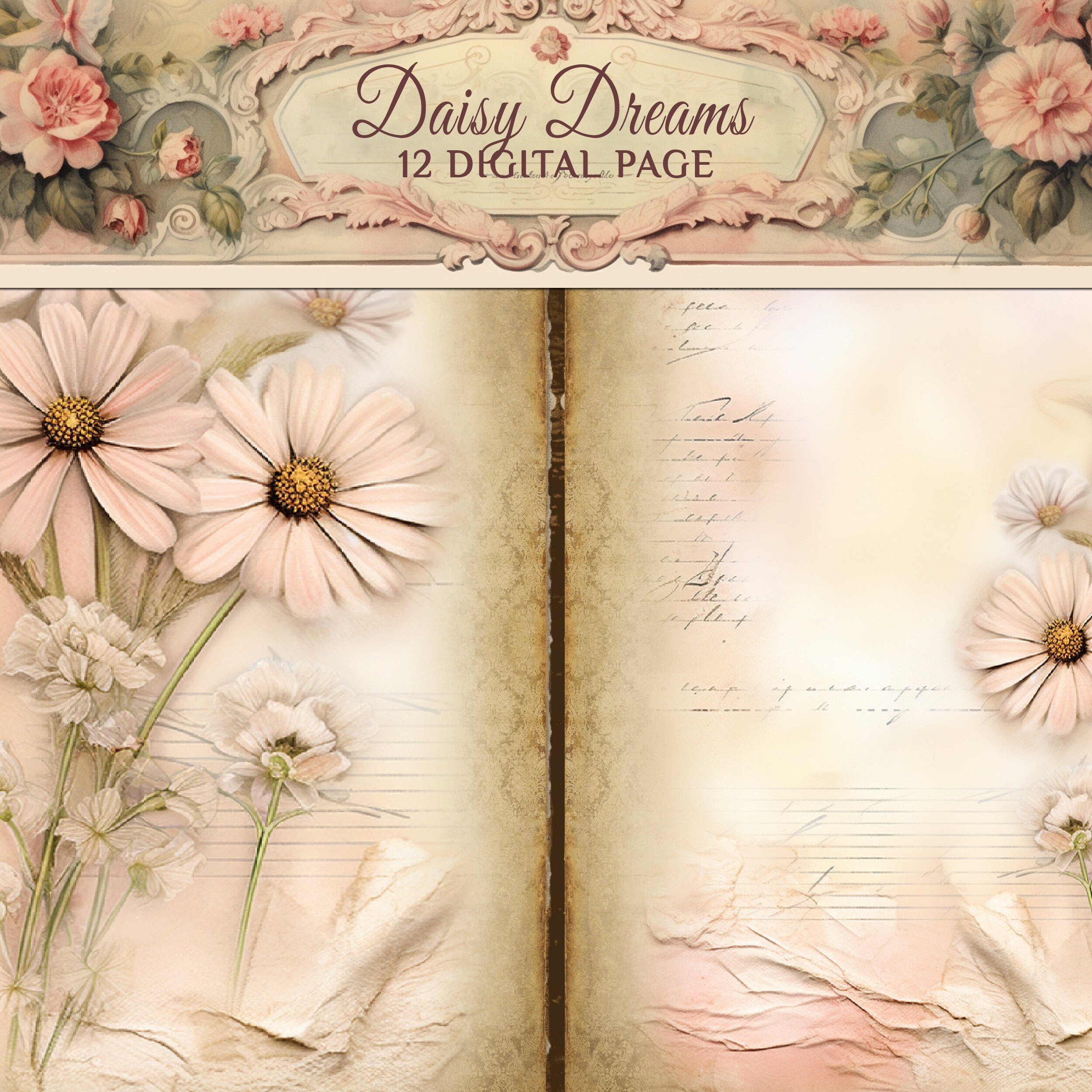 Daisy Junk Journal Scrapbook Kit Elegant Craft Paper & Bullet Journal ...