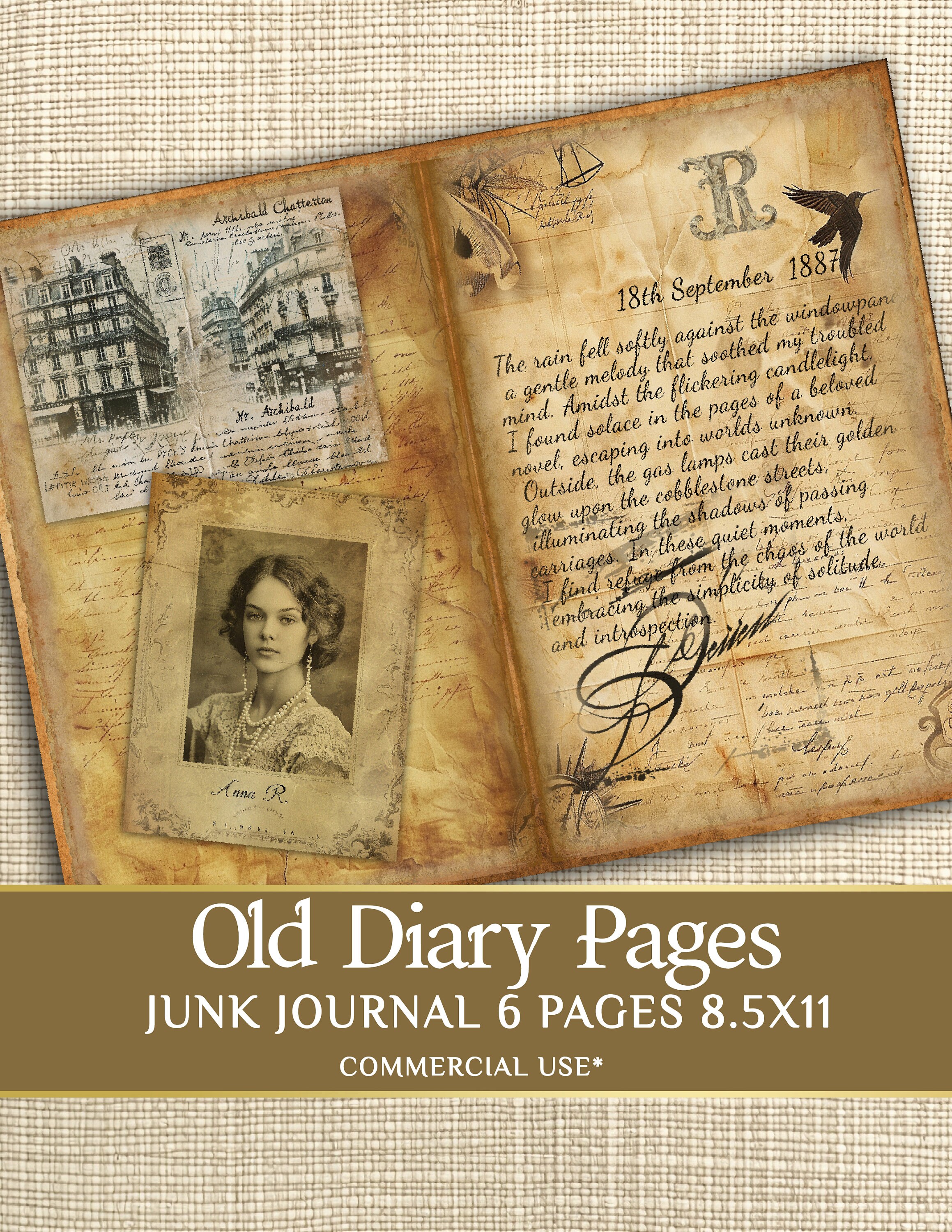 Vintage Diary Junk Journal KIT Antique Letters and Scrapbooking Images ...