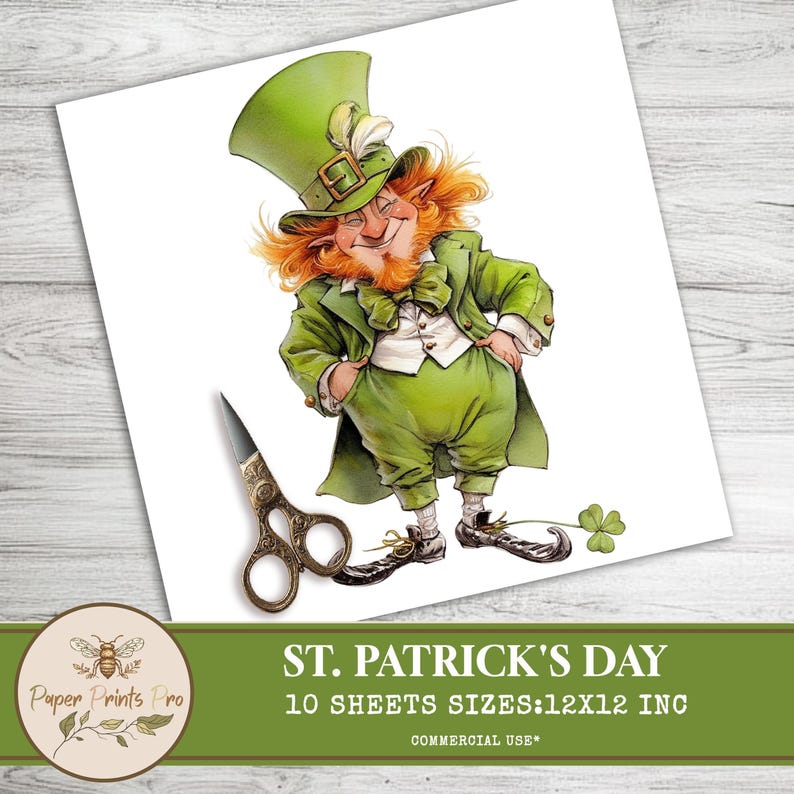 St. Patrick's Day Leprechaun Clipart: Vintage Style Illustrations ...