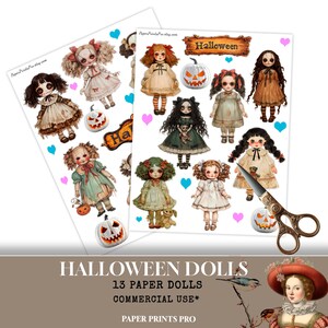 13 Scary Halloween Paper Dolls: Vintage Printable Cut-outs (PDF) - Etsy