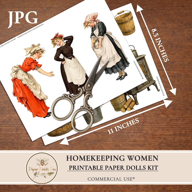 Printable Paper Dolls Housekeeping Women Vintage Domestic Life Junk ...