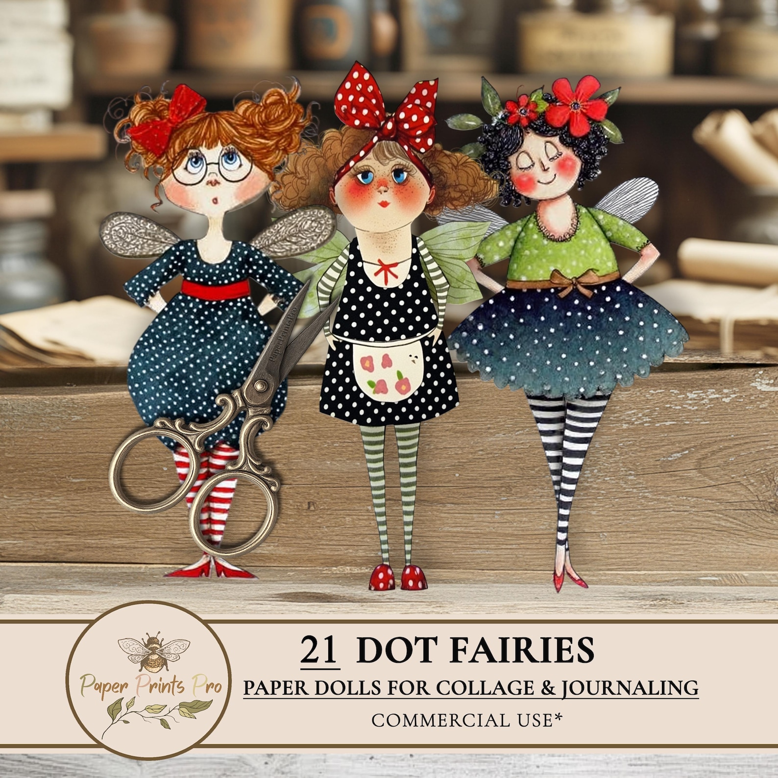Printable Paper Dolls – 21 Polka Dot Fairies for Junk Journals & Crafts ...