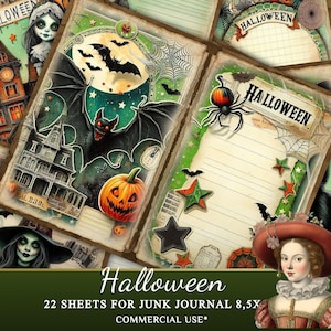 Halloween Junk Journal Printable Kit – 22 Pages for Scrapbooking and ...