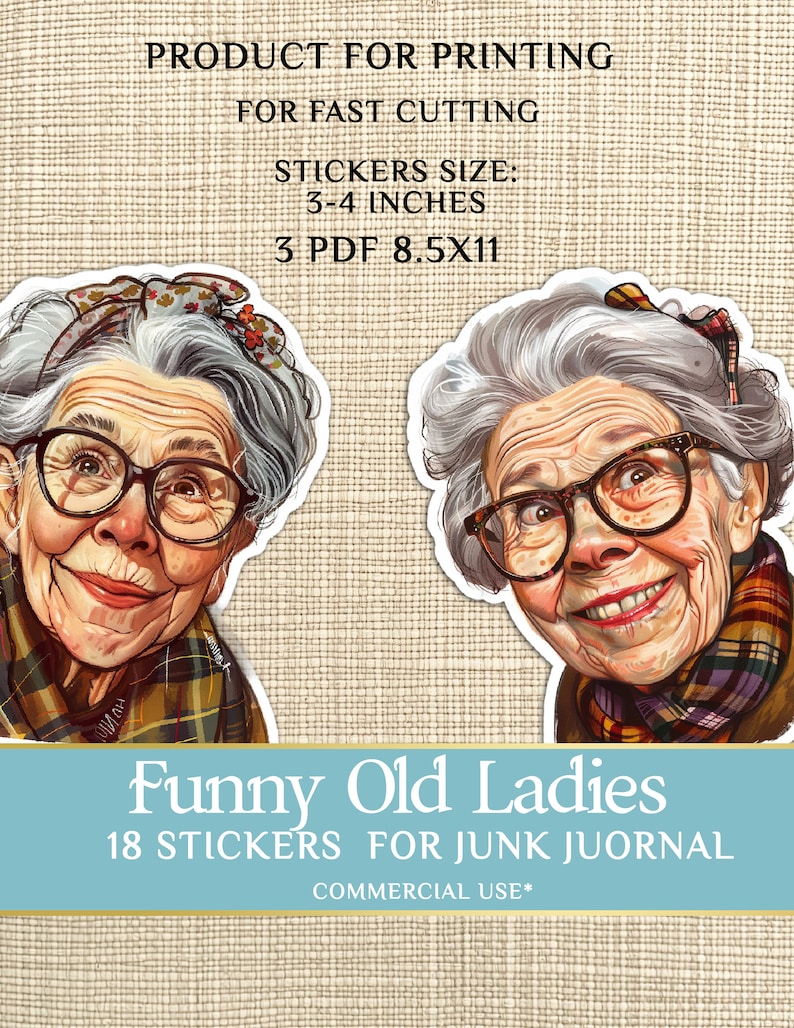 Funny Old Lady Clipart for Junk Journal 18 Whimsical Grandy Clipart ...
