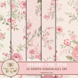 22 Digital Papers FOR Craft - Shabby Chic PINK for Junk Journal ...