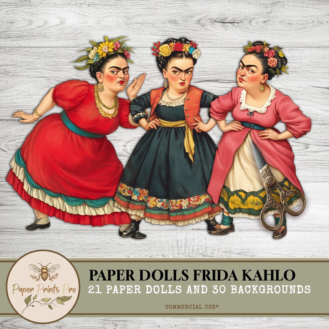 Frida Kahlo Paper Dolls Junk Journal, Collage Ephemera, Scrapbook Kit ...