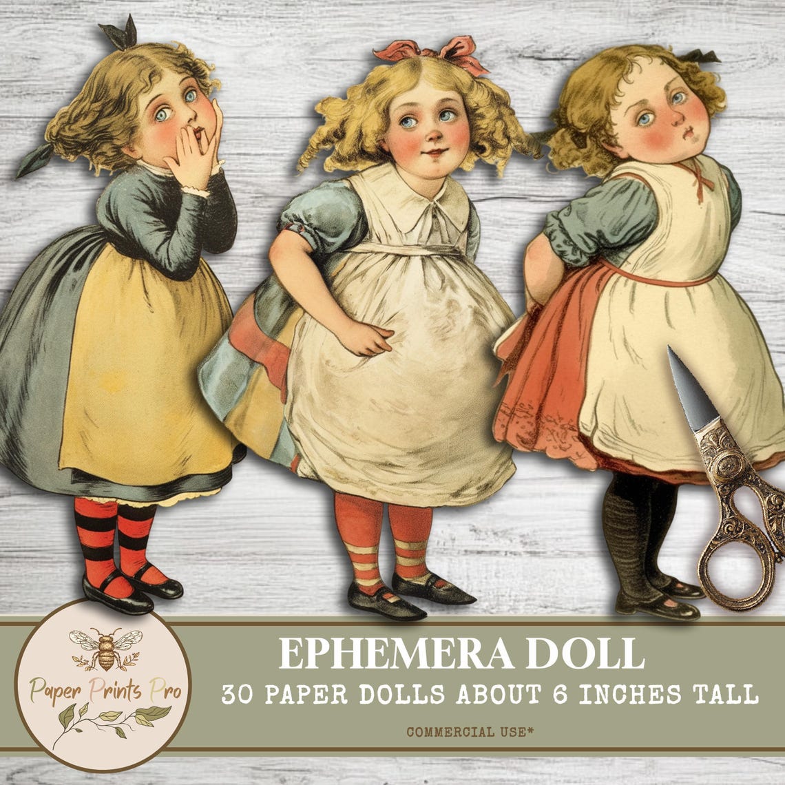 Ephemera Printable Paper Dolls -"whimsi Girl" - Vintage DIY Cutouts for ...