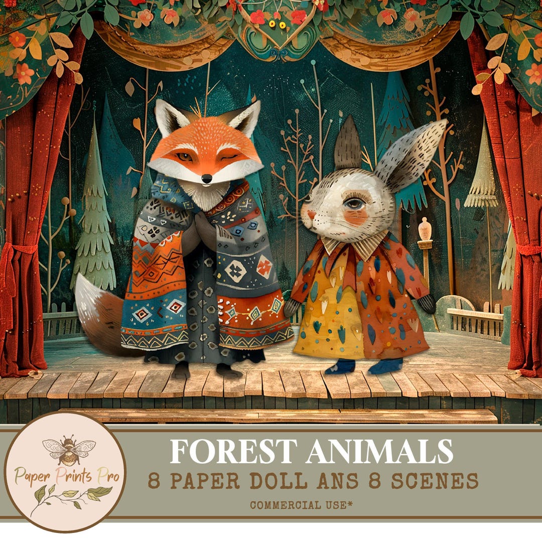 Printable Animal Paper Dolls – Puppet Theater Kit With Scenes for Kids ...
