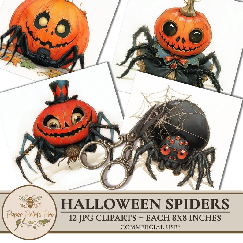 Creepy Halloween Spider Clipart – Pumpkin Designs (digital Download) - Etsy