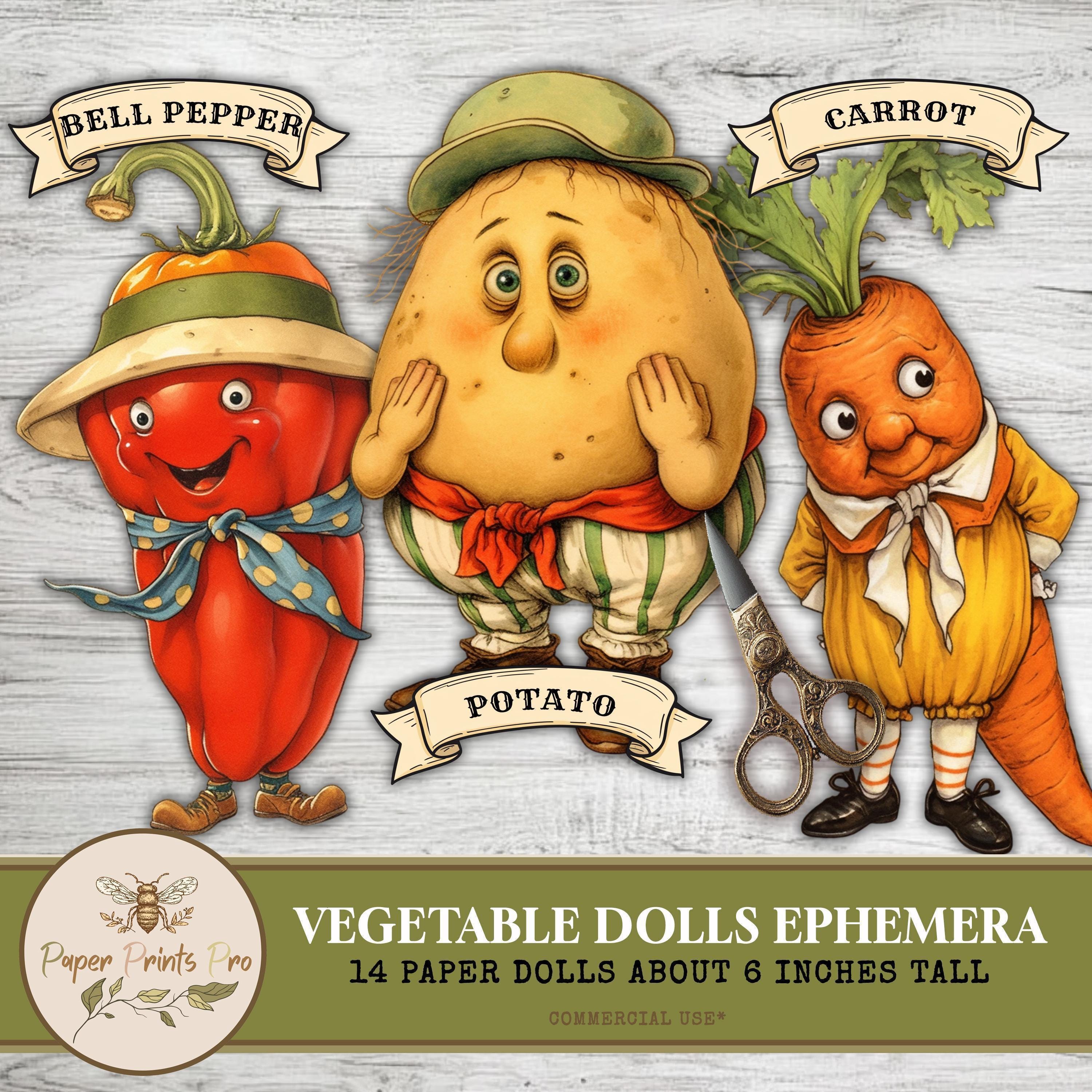 Vintage Vegetable Dolls Ephemera: 14 Paper Dolls (digital Download) - Etsy