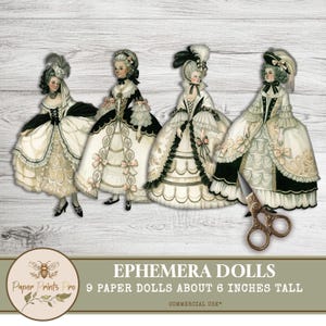 Vintage Paper Dolls - Ephemera Dolls Baroque (9 Dolls, About 6 Inches ...