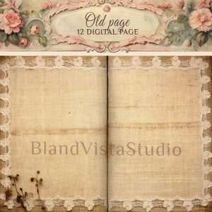 Old Scrapbooking Pages: Vintage Lace - Old Book Pages With Aged Paper ...