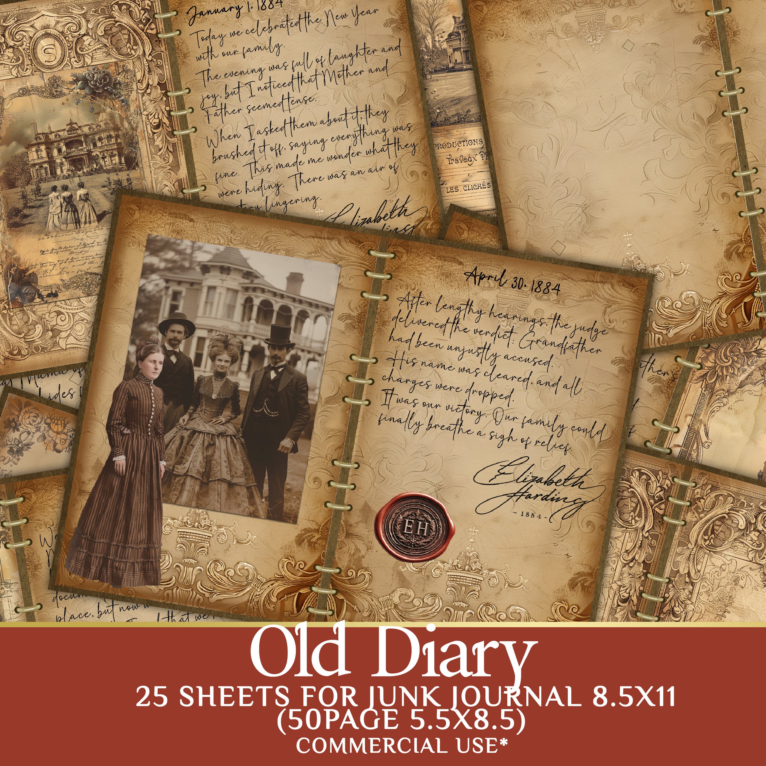 Vintage Diary Junk Journal KIT Create Unique Journals and Scrapbooks ...