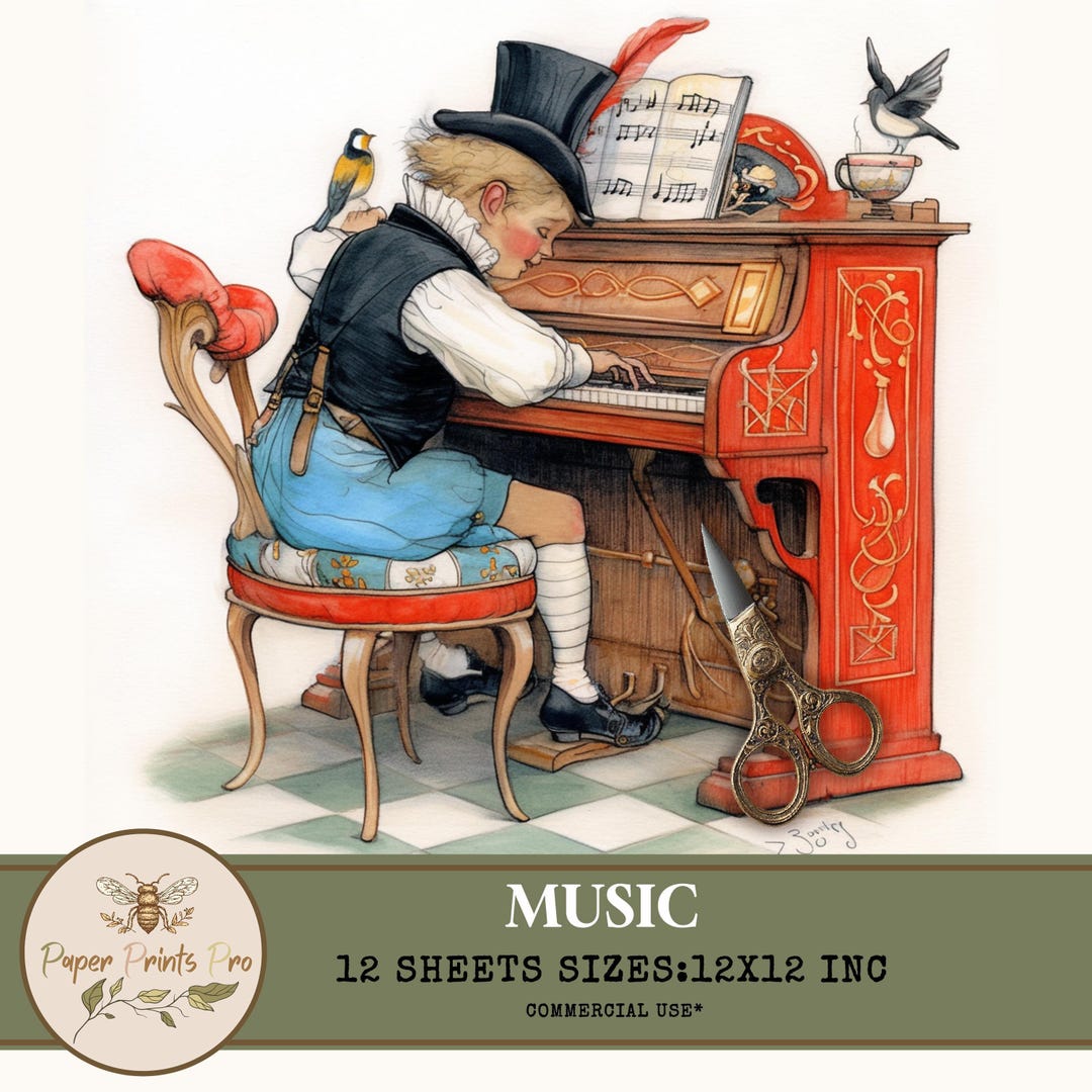 Vintage Music Clipart – 12 Printable Illustrations With Musicians ...