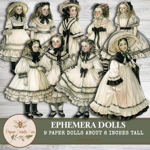 Vintage Printable Paper Dolls - Journaling Ephemera -9 Black-and-white ...