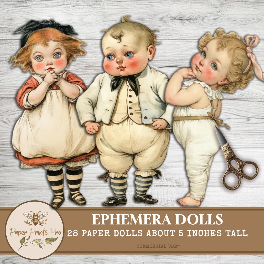 Vintage Ephemera Paper Dolls – 28 Printable Cutout Dolls-vintage DIY ...