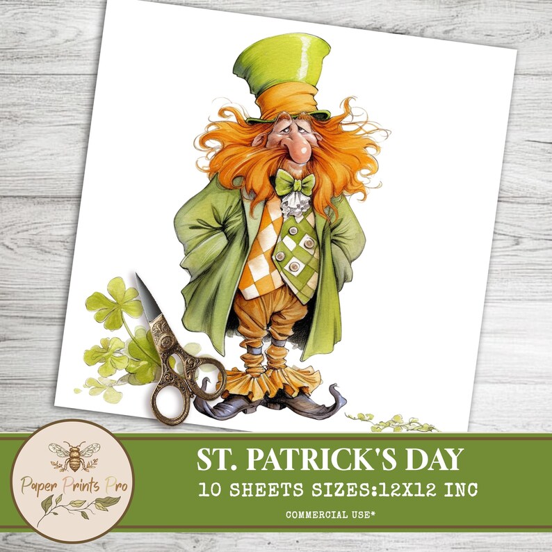 St. Patrick's Day Leprechaun Clipart: Vintage Style Illustrations ...