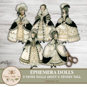 Vintage Paper Dolls - Ephemera Dolls Baroque (9 Dolls, About 6 Inches ...