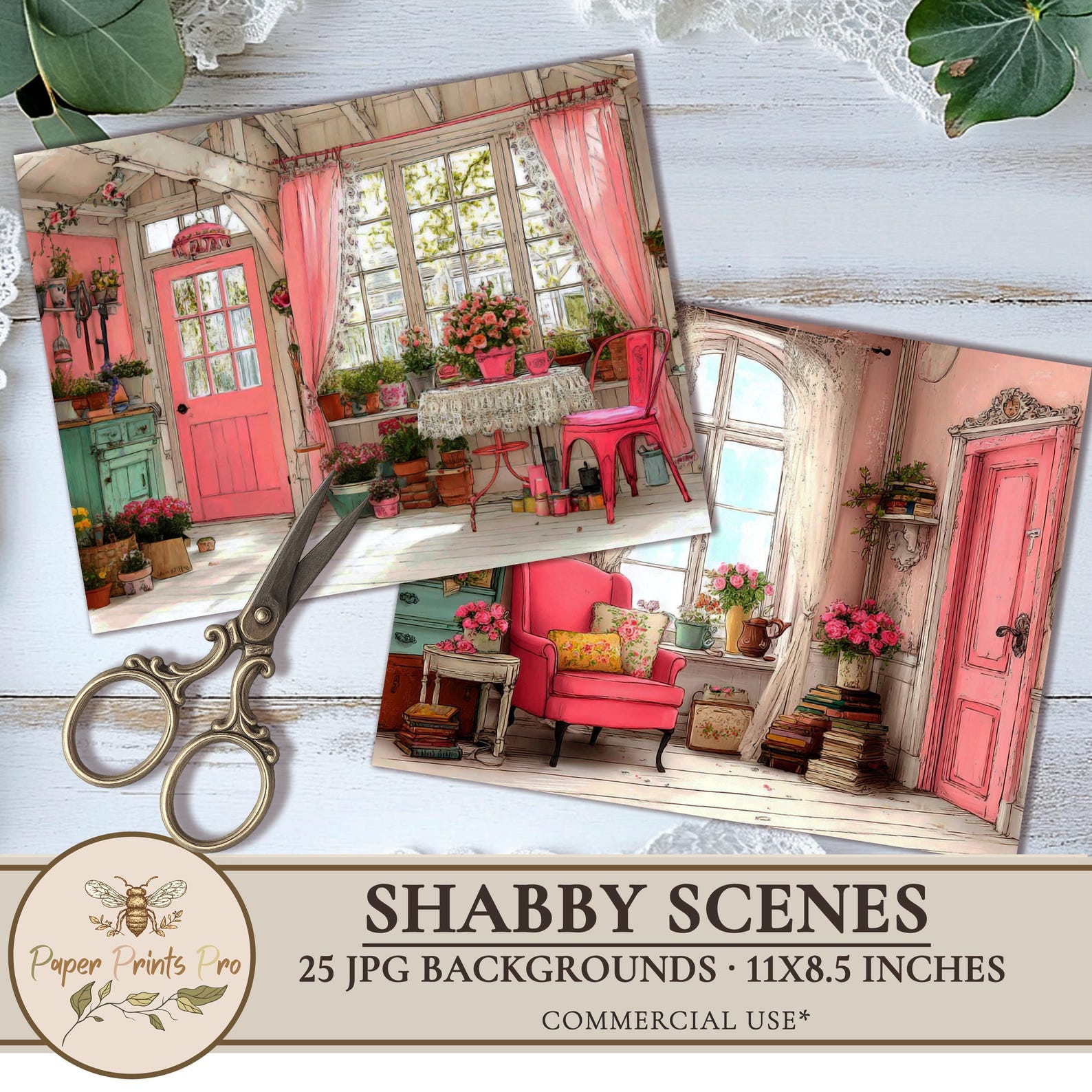 Shabby Chic Printable Backgrounds: Vintage Garden Scenes (digital ...