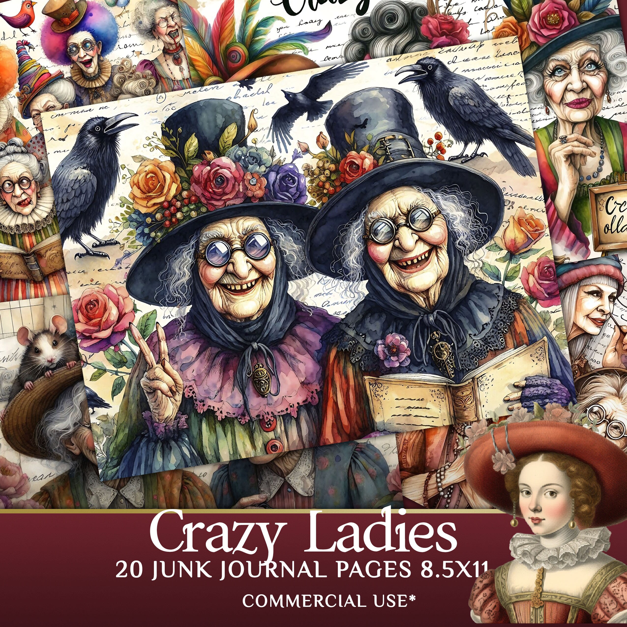 Funny Crazy Ladies 20 Junk Journal Pages Quirky Grandma's Scrapbook - Etsy
