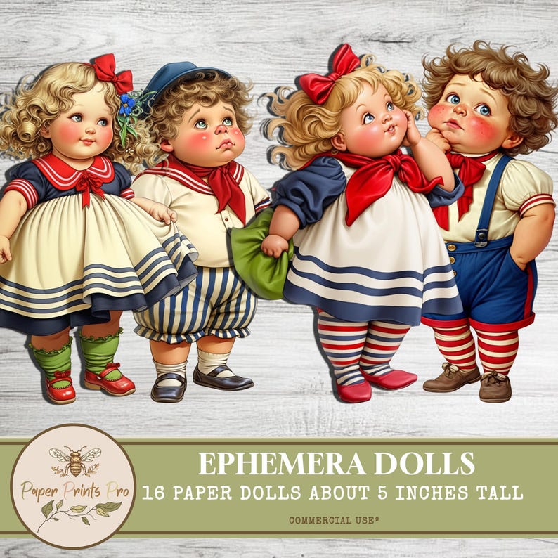 Printable Paper Dolls – 16 Characters for Junk Journals, Collage and ...