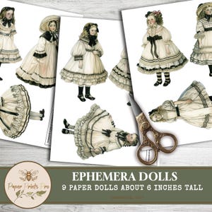 Vintage Printable Paper Dolls - Journaling Ephemera -9 Black-and-white ...
