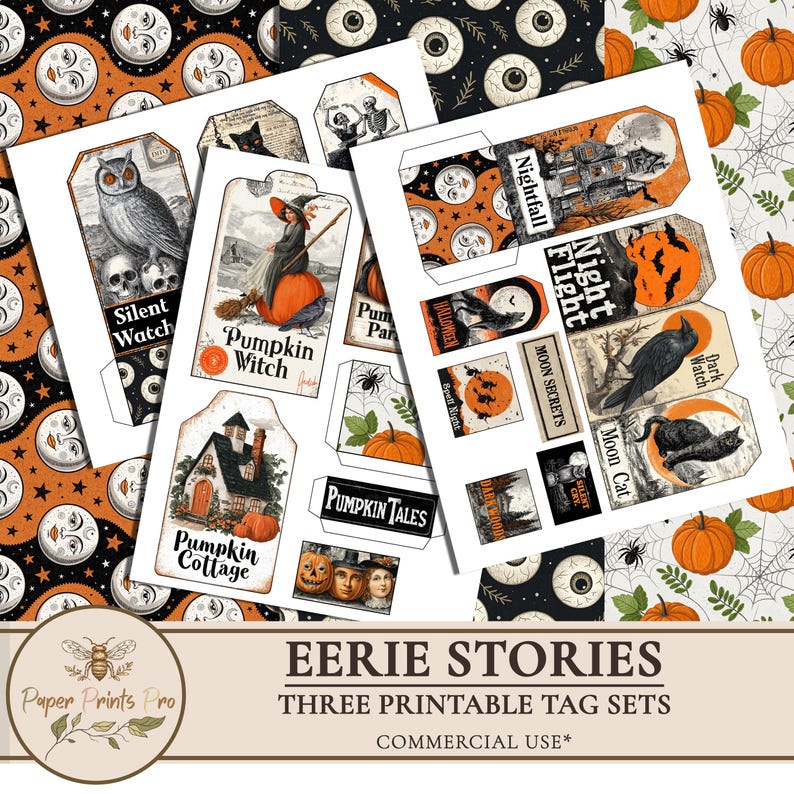 Spooky Halloween- 3 Loaded Pocket Tags for Junk Journals and ...