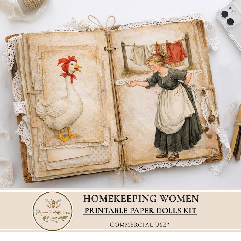 Printable Paper Dolls Housekeeping Women Vintage Domestic Life Junk ...