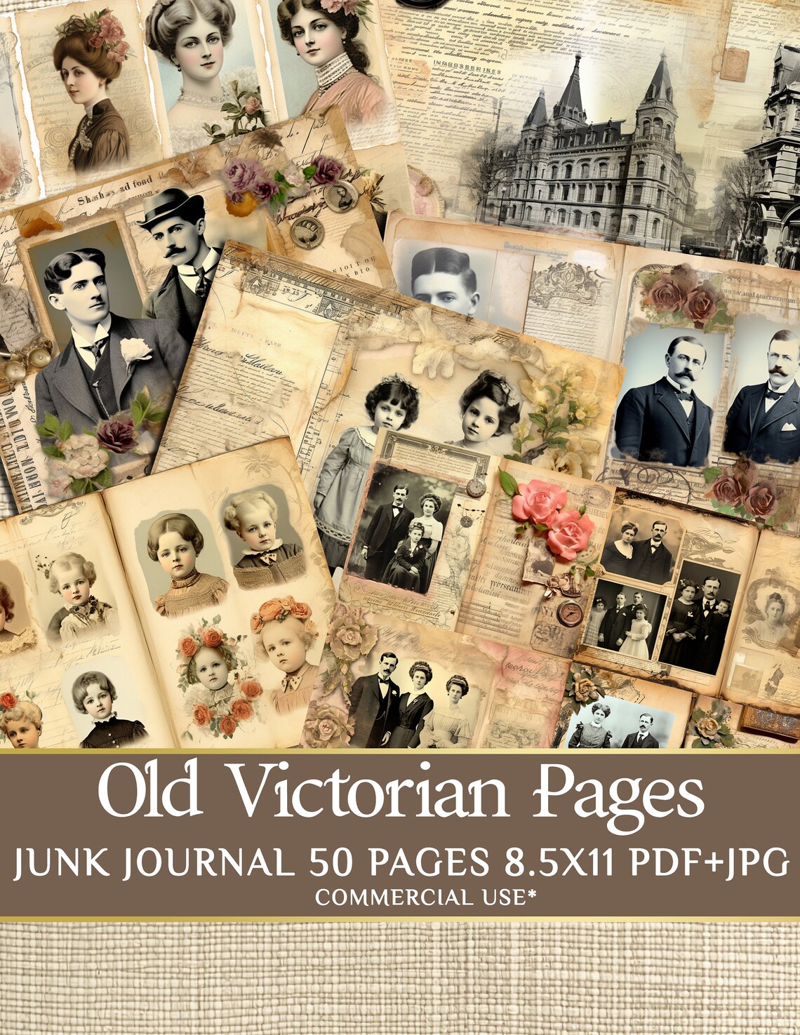Old Victorian Pages Bundle Vintage Scrapbooking Paper Digital Products ...