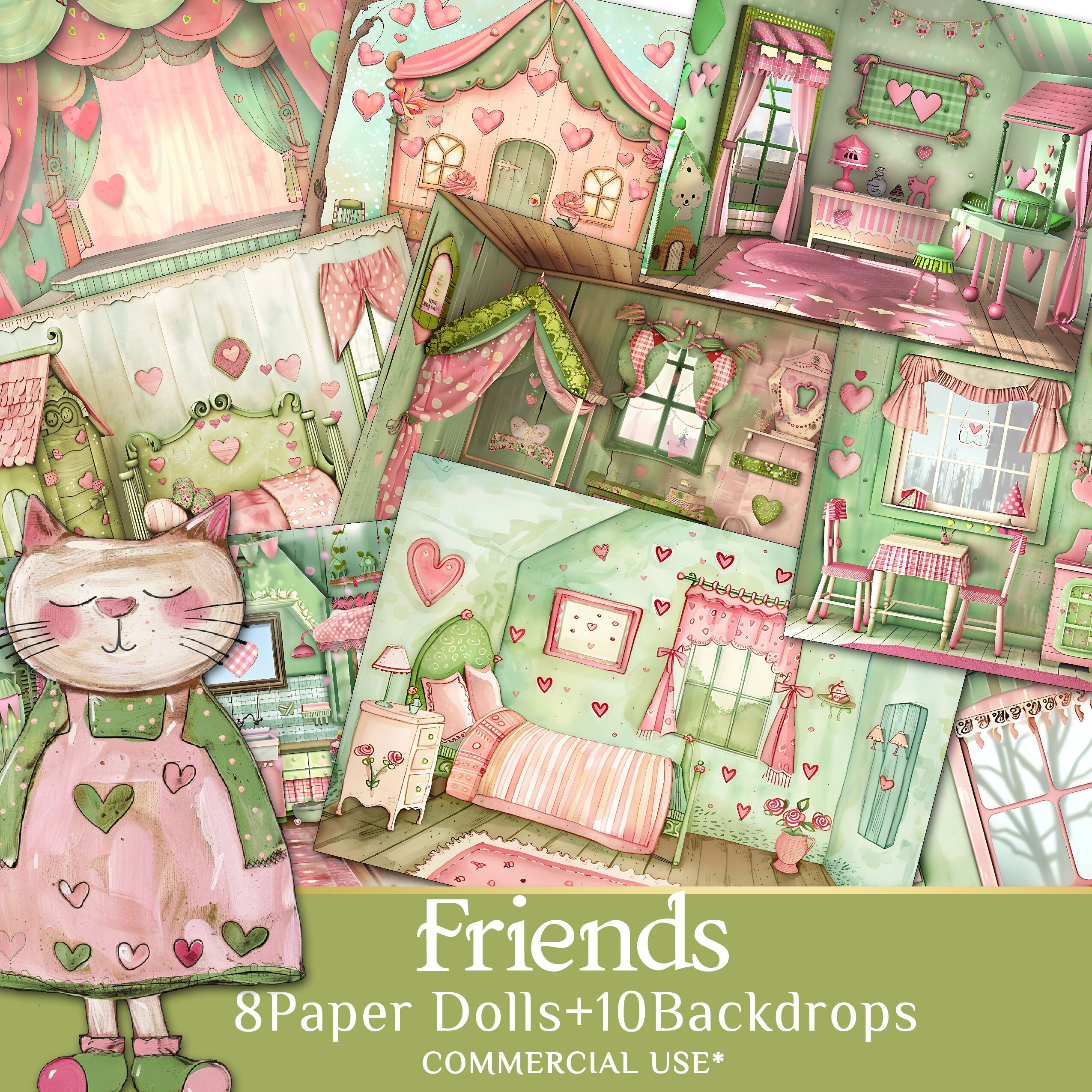 Adorable Paper Doll Kit for Puppet Theater and Scrapbooking Gift Idea ...