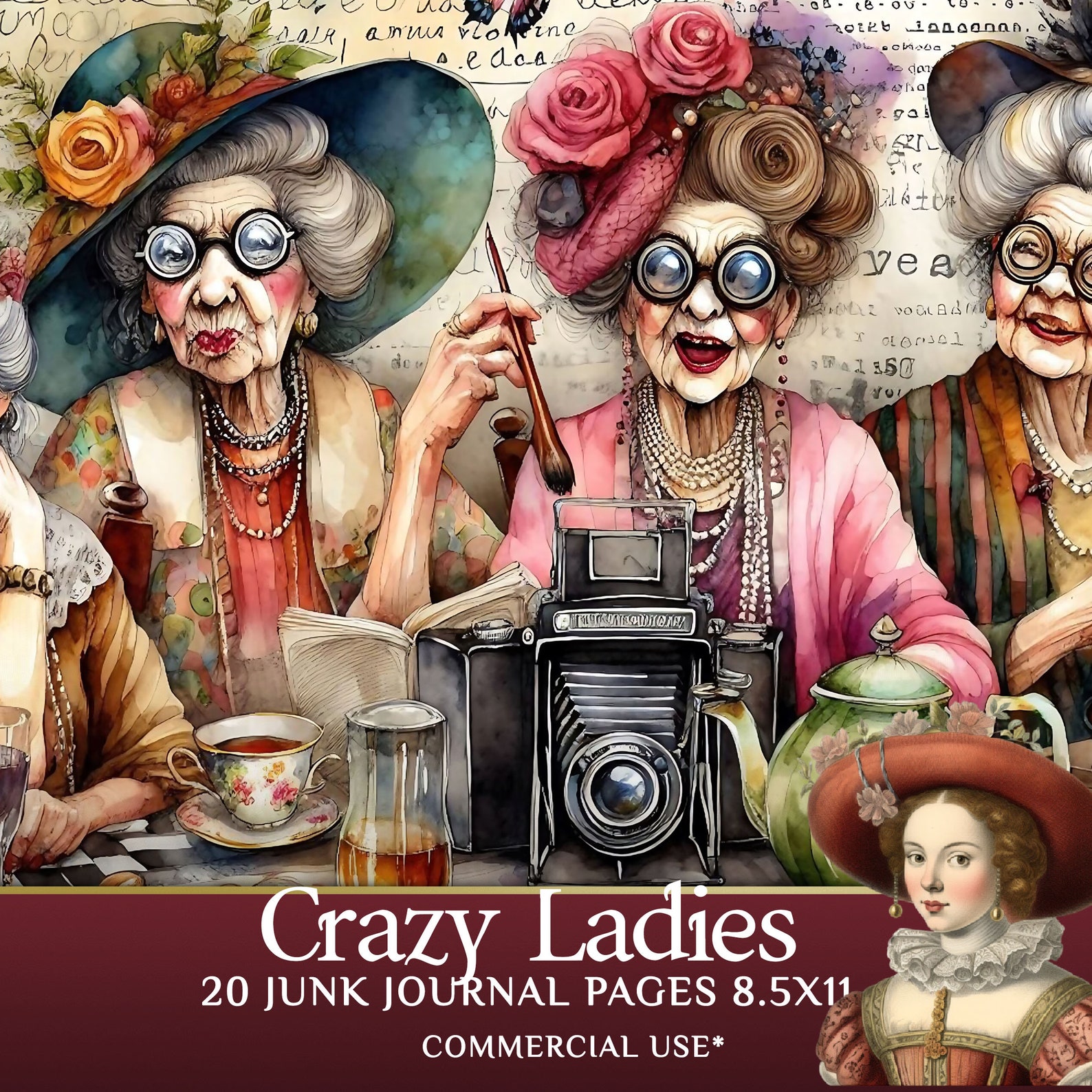 Funny Crazy Ladies 20 Junk Journal Pages Quirky Grandma's Scrapbook - Etsy