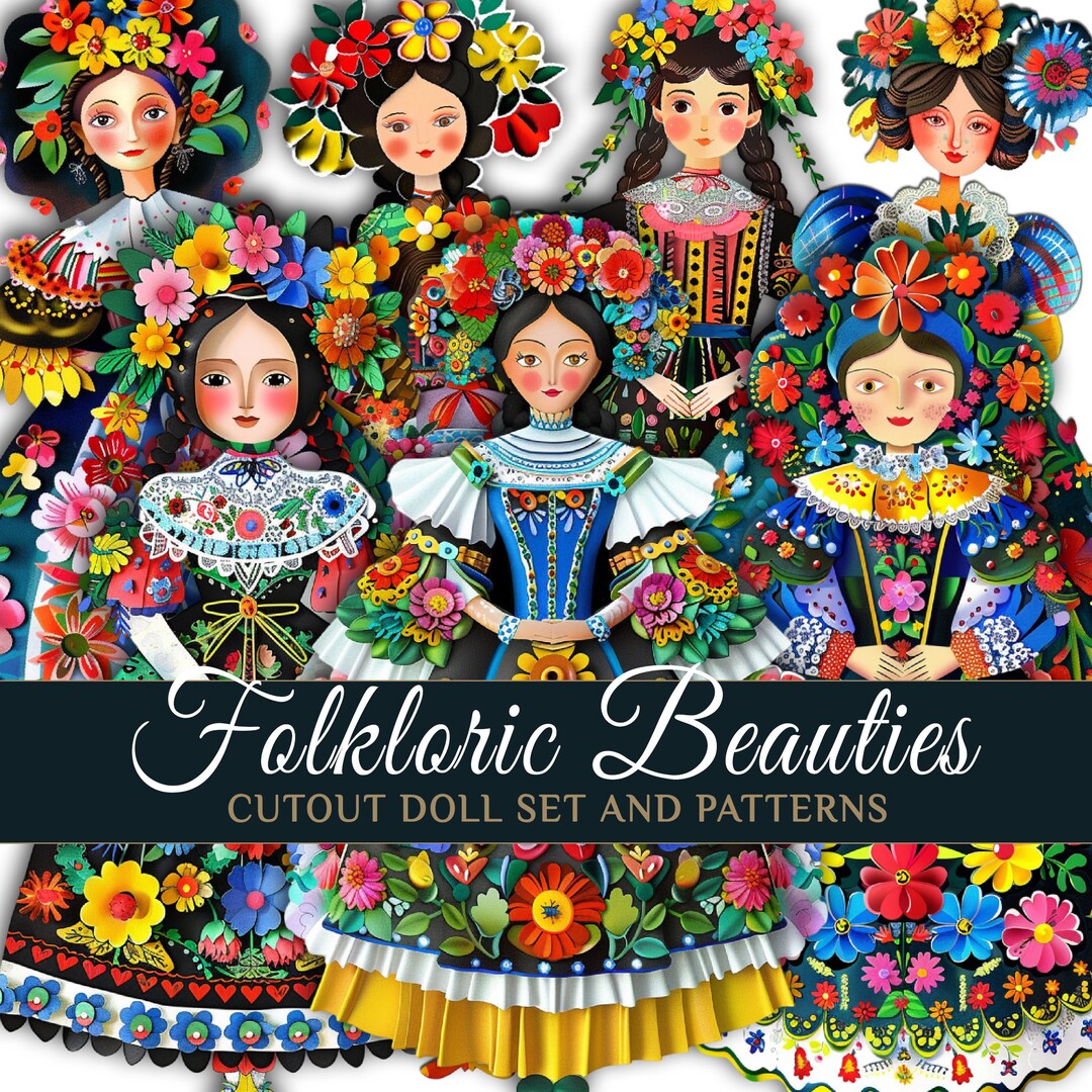 Printable Paper Doll Set - With Backgrounds and Paperdols Kit for ...