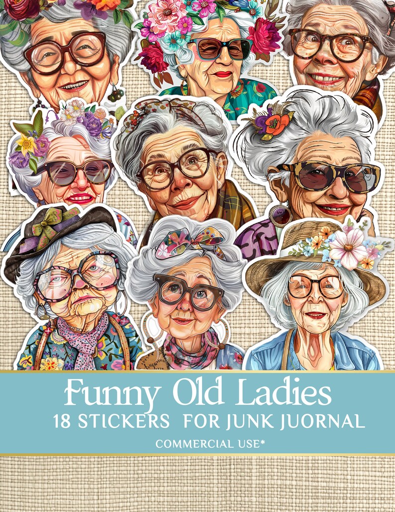 Funny Old Lady Clipart for Junk Journal 18 Whimsical Grandy Clipart ...