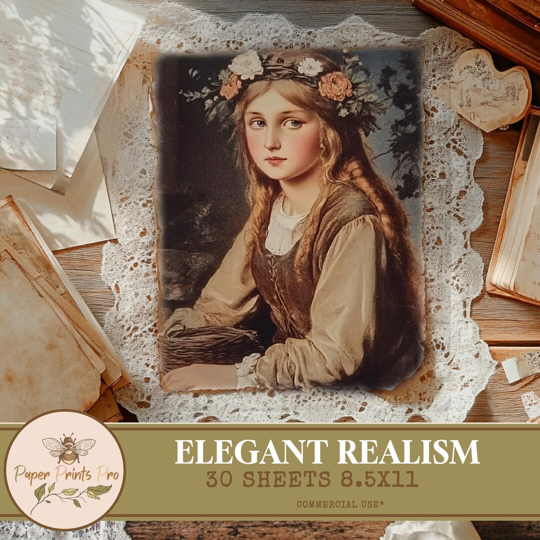 30 Vintage Sheets – Romantic Realism Old Paintings for Junk Journals ...