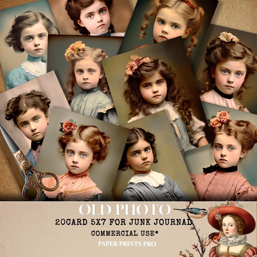 Vintage Photo Cards Collection Ephemera 20 Printable Junk Journal Cards ...