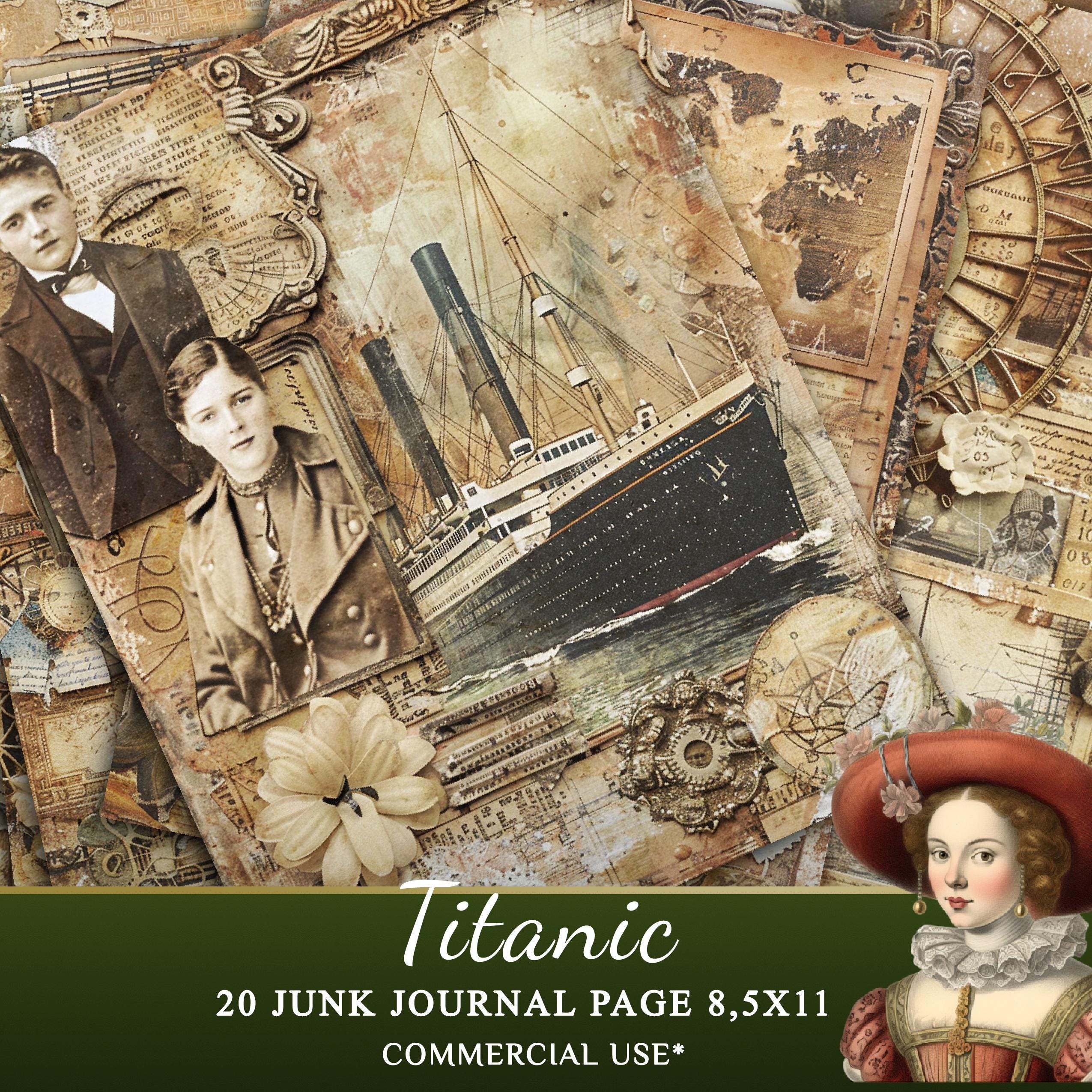 Vintage Pages Junk Journal Titanic Ephemera Retro Style Scrapbooking ...