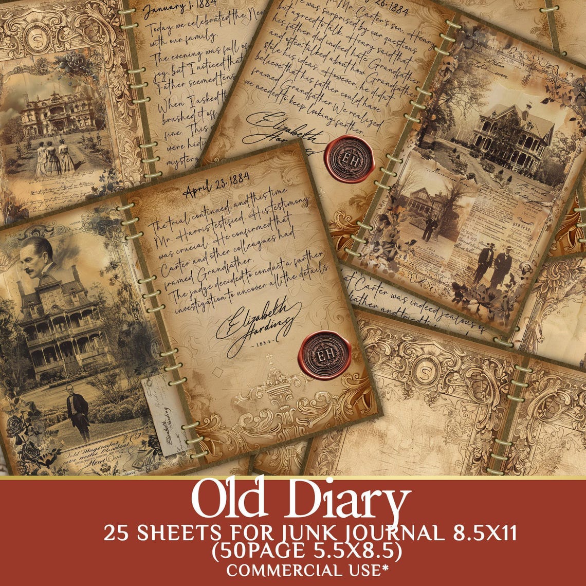 Victorian Diary Pages for Junk Journal Wich Antique Letters - Etsy