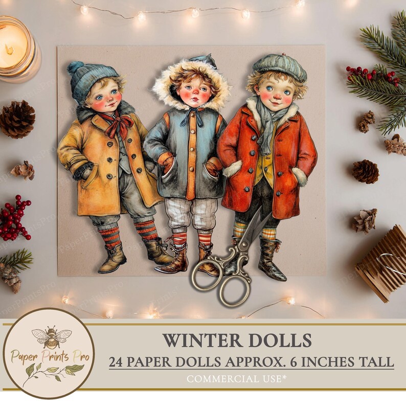 Winter Kids Paper Doll Set: Printable Holiday Craft Project for Junk ...