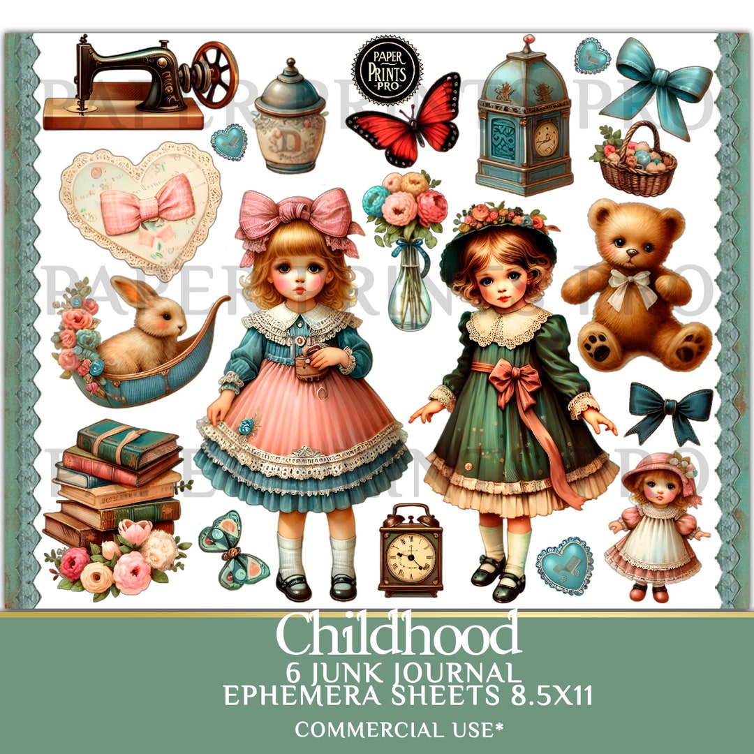 Vintage Paper Doll Ephemera Sheets for Junk Journals, Collages & Cards ...