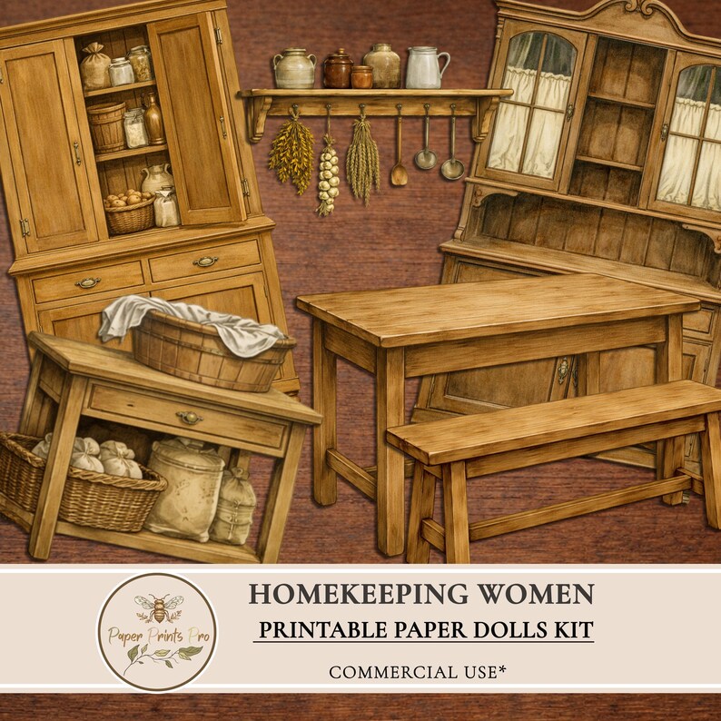 Printable Paper Dolls Housekeeping Women Vintage Domestic Life Junk ...