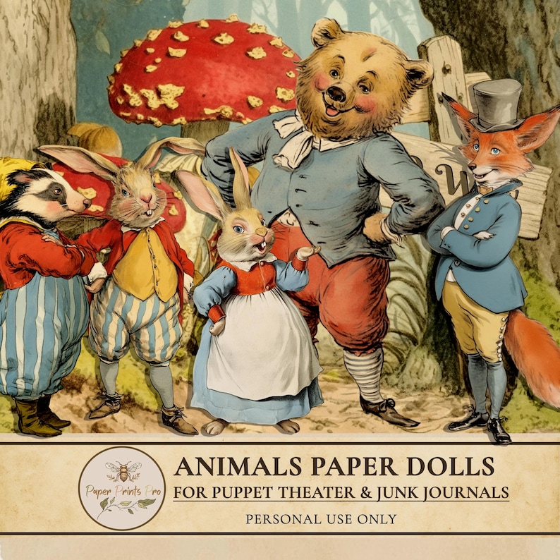 Paper Dolls Printable for Craft – Woodland Animal Puppet Theater Scenes ...